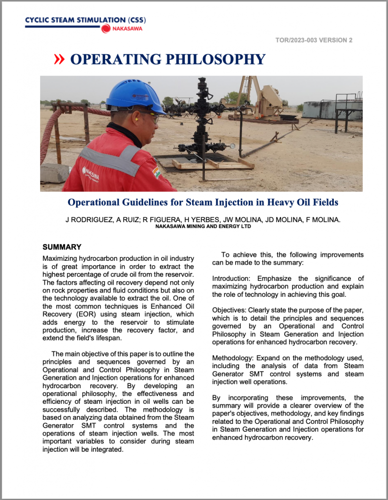 Operational Guidelines for Steam Injection in Heavy Oil Fields - Innova Más
